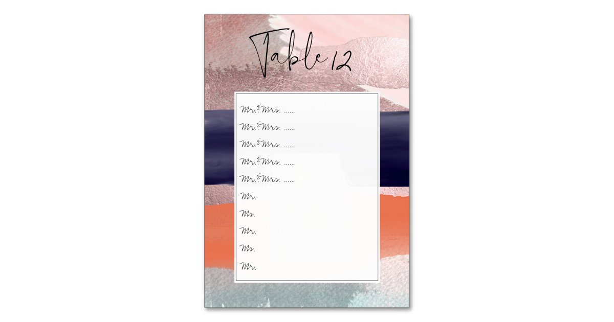 Modern Art Table Nos./Pin It to Seating Board Table Number | Zazzle
