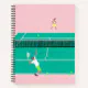 Modern Art Tennis Match Player Pink Green Notebook | Zazzle