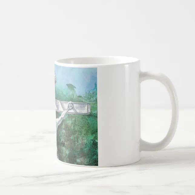 MODERN ART White with Green Crucifix Painting Coffee Mug | Zazzle