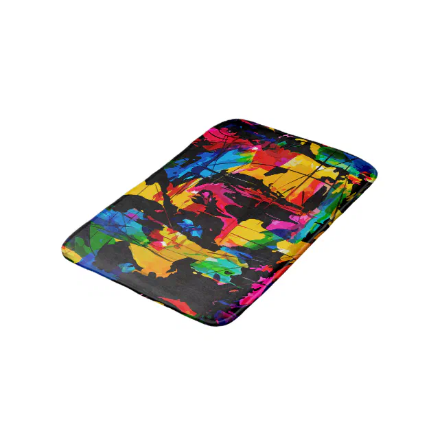 Modern Artsy Colorful Bath Mat | Zazzle