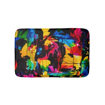 Modern Artsy Colorful Bath Mat | Zazzle