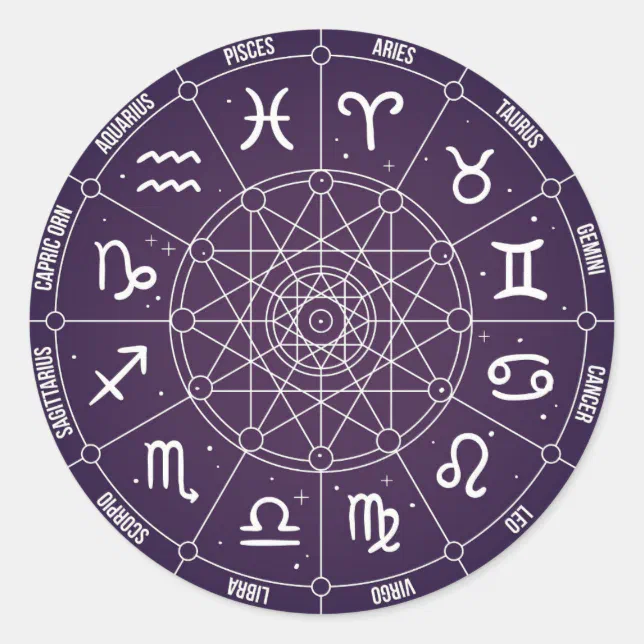 Modern Astrology Wheel zodiac gift Classic Round Sticker | Zazzle