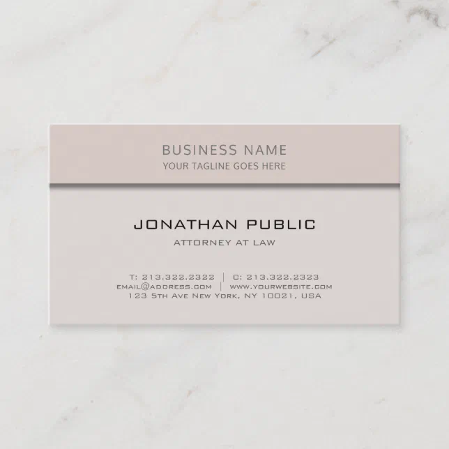 Modern Attorney At Law Office Lawyer Elegant Plain Business Card | Zazzle