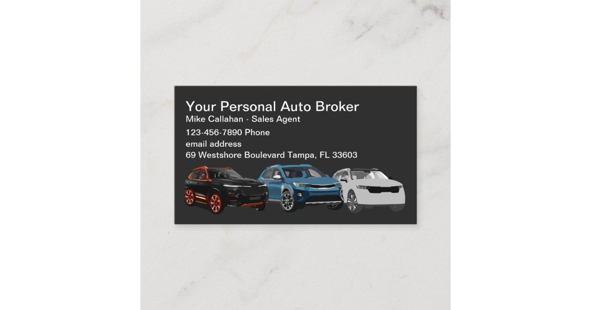 Modern Auto Broker Business Card Template | Zazzle.com