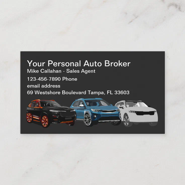 Modern Auto Broker Business Card Template | Zazzle