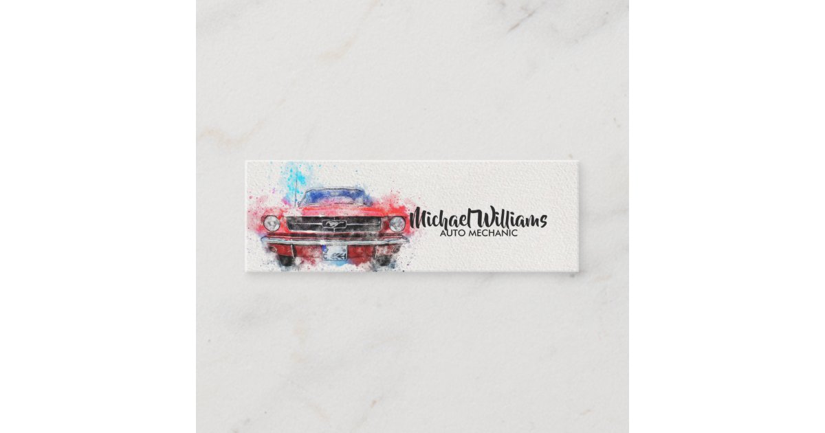 Modern Auto Garage Business Card Mini | Zazzle