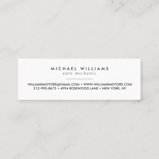 Modern Auto Garage Business Card Mini | Zazzle