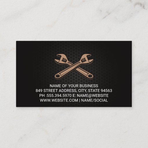 Modern Auto Logo | Carbon Fiber | Wrenches Business Card | Zazzle