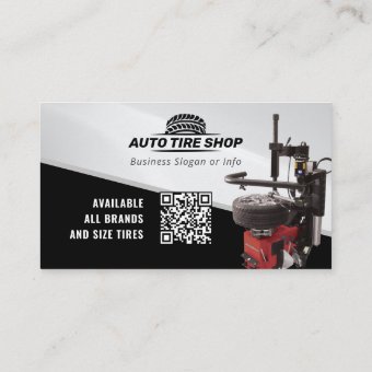 Modern auto Tire Shop | Black Business Card | Zazzle
