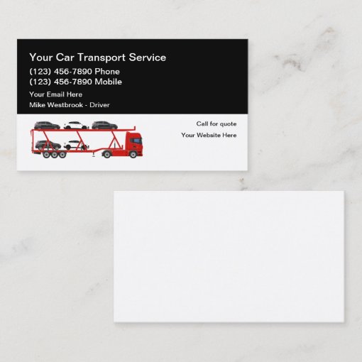 Modern Automotive Transport Car Carrier Business Card | Zazzle