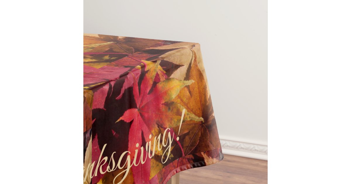Modern Autumn Orange Foliage Monogram Tablecloth | Zazzle