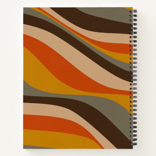 Modern Autumn Wavy Lines Earth Tones Personalized Notebook | Zazzle