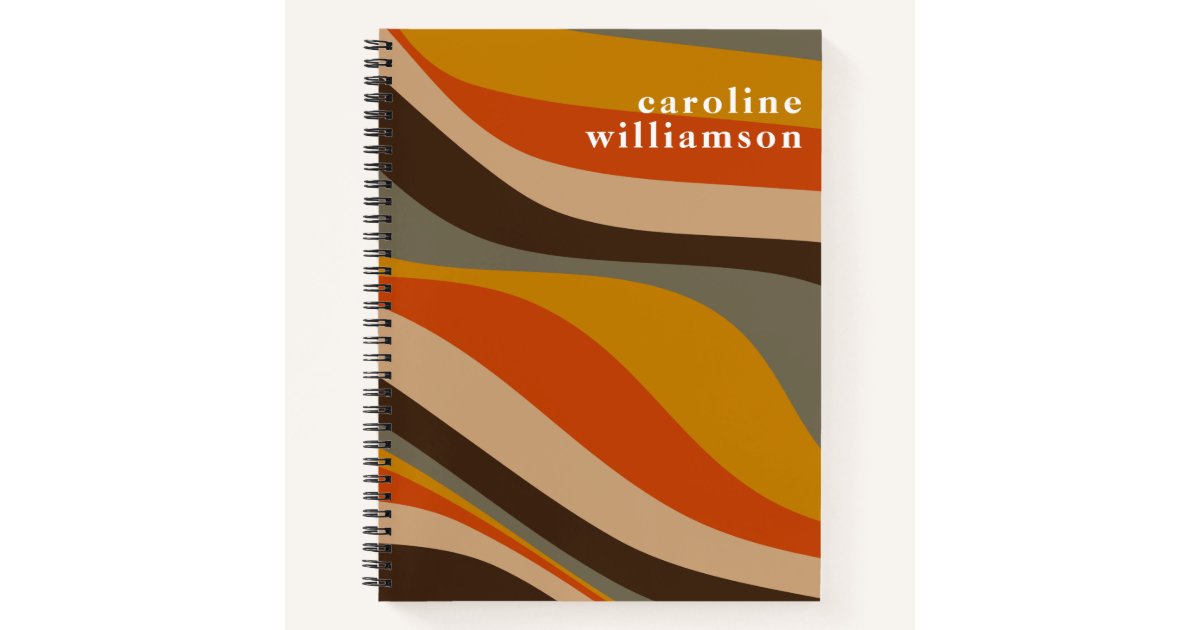 Modern Autumn Wavy Lines Earth Tones Personalized Notebook | Zazzle