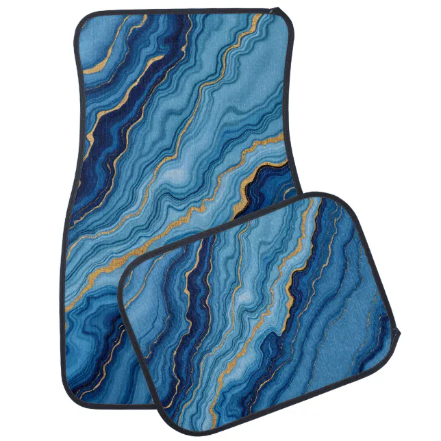 Modern Azure Blue Gold Marble Collection Car Floor Mat | Zazzle