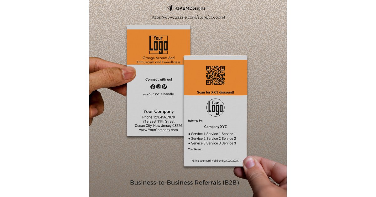 Modern B2B Services QR Code Gray Referral Card | Zazzle