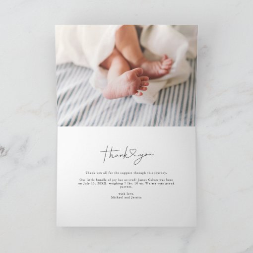 Modern Baby Birth Announcement Thank You Heart | Zazzle