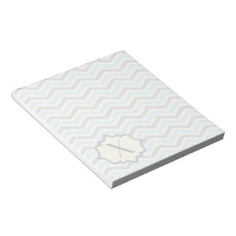 Modern baby blue, grey, ivory chevron pattern notepad | Zazzle