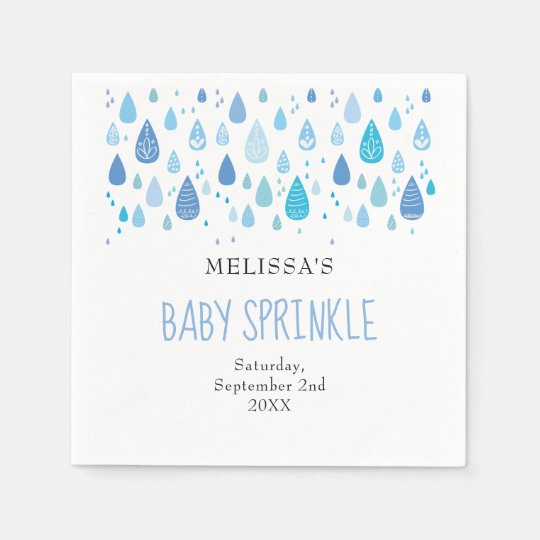 Modern Baby Blue Raindrops Baby Boy Sprinkle Napkins | Zazzle.com