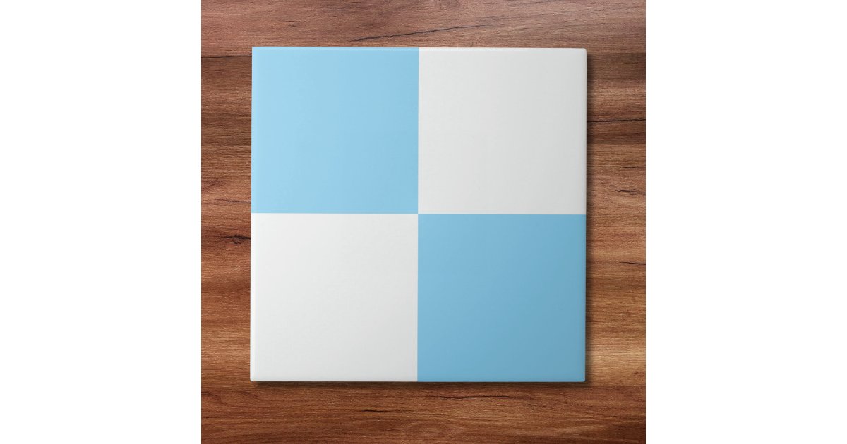 Modern Baby Blue White Checkered Ceramic Tile | Zazzle