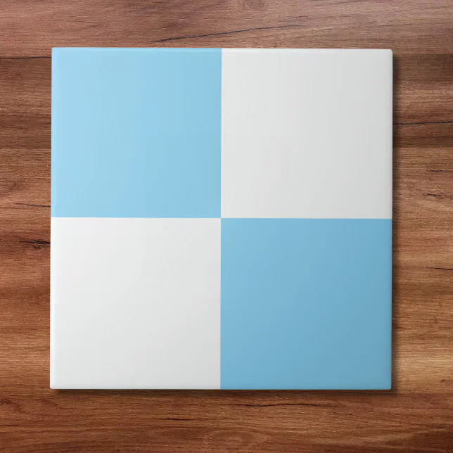 Modern Baby Blue White Checkered Ceramic Tile | Zazzle