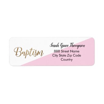 Modern Baby Girl pink Gold Baptism Label | Zazzle