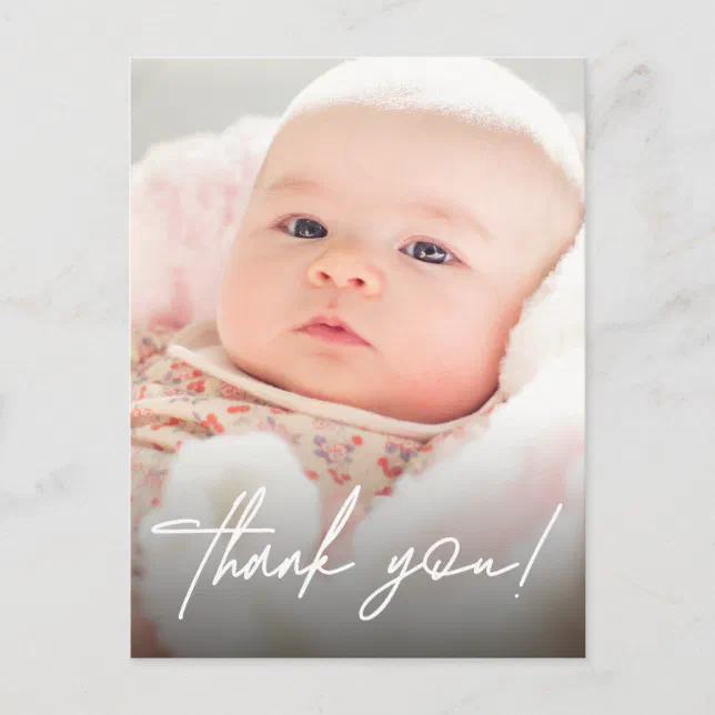 Modern Baby Girl Thank You with Photos Postcard | Zazzle