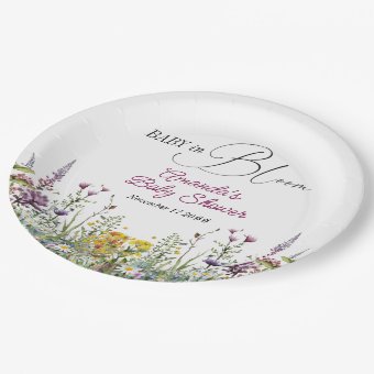 Modern Baby in Bloom Wildflower Floral Baby Shower Paper Plates | Zazzle