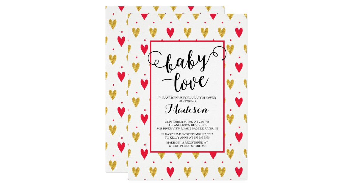 Modern Baby Love Hearts Baby Shower Invitation | Zazzle.com