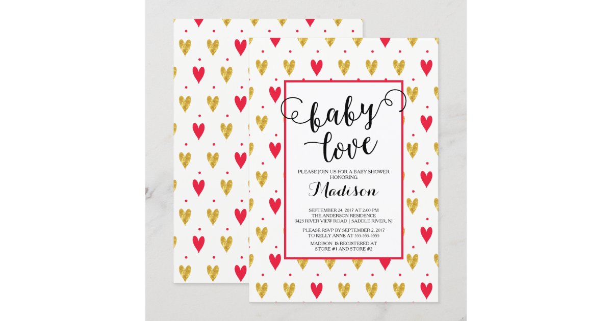 Modern Baby Love Hearts Baby Shower Invitation | Zazzle