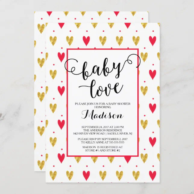 Modern Baby Love Hearts Baby Shower Invitation | Zazzle