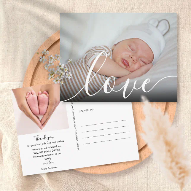 Modern Baby Photo Birth Announcement Postcard | Zazzle