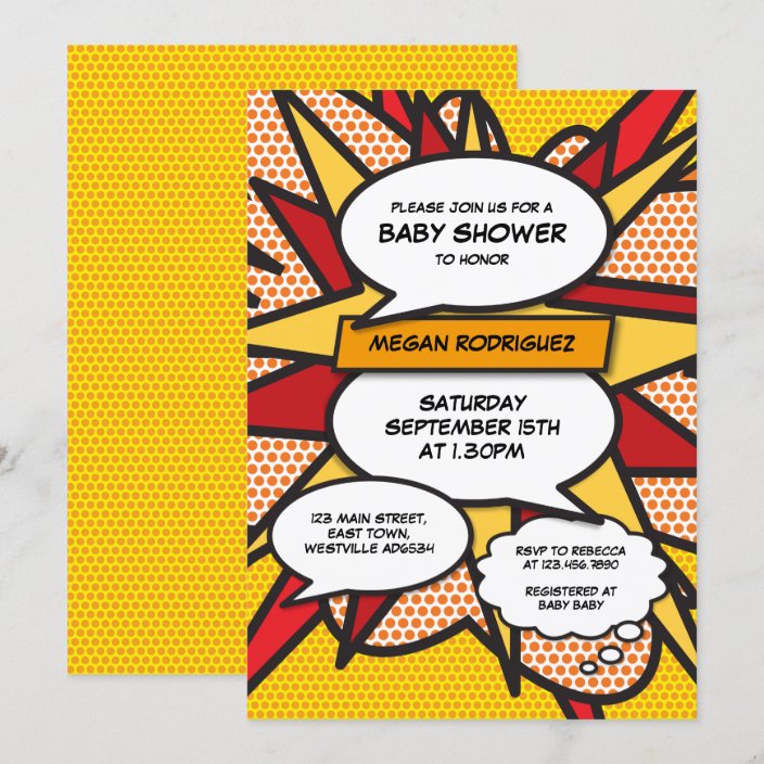 Modern Baby Shower Sprinkle Gender Neutral Comic Invitation | Zazzle.com