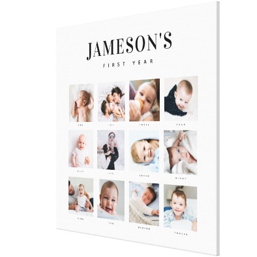 Modern Baby's First Year Keepsake Photo Calendar Canvas Print | Zazzle