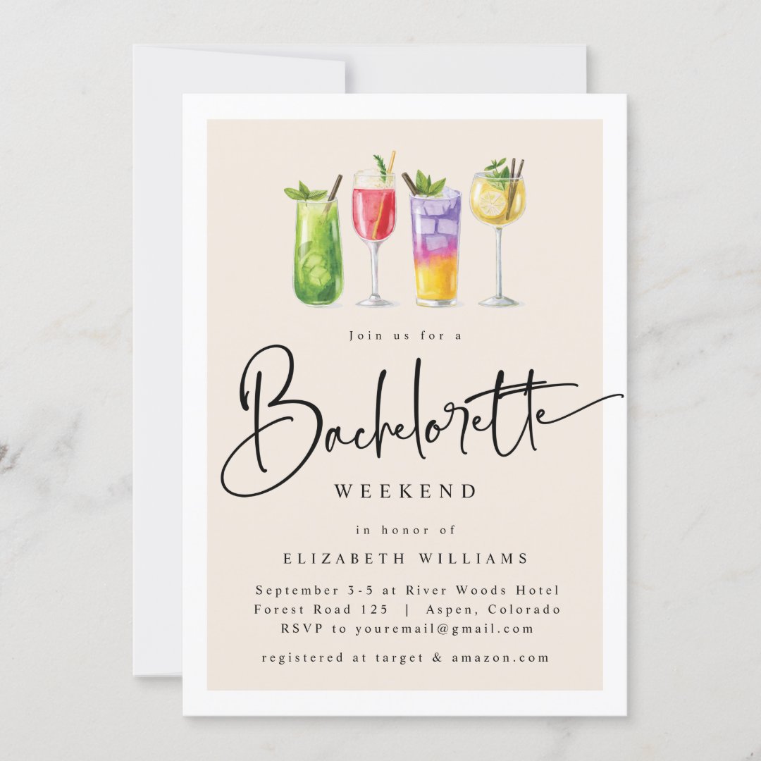 Modern Bachelorette Party Weekend Invitation | Zazzle