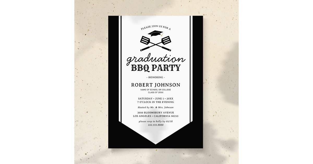 Modern Backyard BBQ Graduation Party Invitation | Zazzle