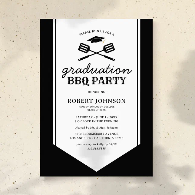 Modern Backyard BBQ Graduation Party Invitation | Zazzle