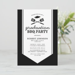 Modern Backyard BBQ Graduation Party Invitation | Zazzle