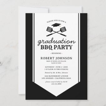 Modern Backyard BBQ Graduation Party Invitation | Zazzle