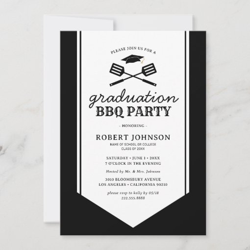 Modern Backyard BBQ Graduation Party Invitation | Zazzle