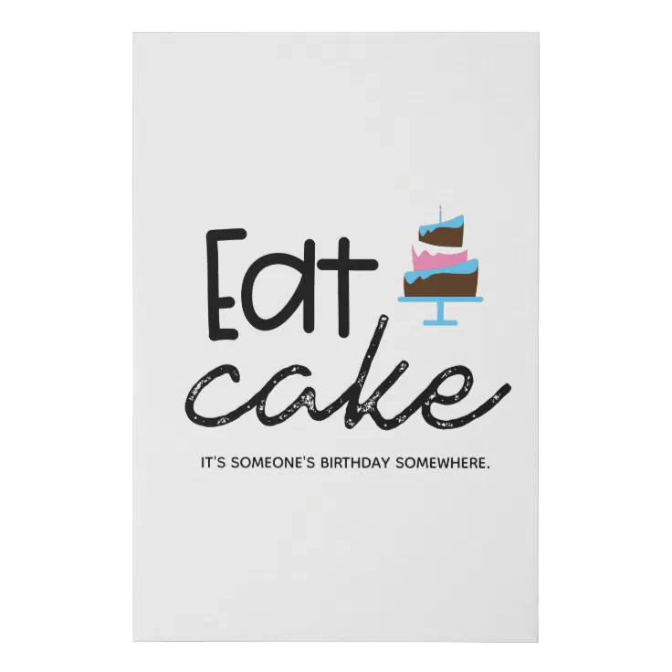 Modern Bakery Cake Illustration Eat Cake Faux Canvas Print | Zazzle