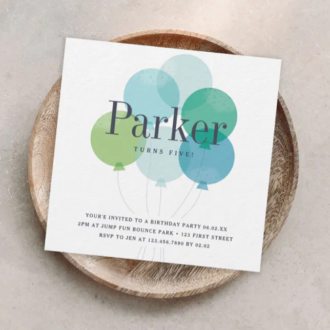 Modern ballon bunch birthday party invitation | Zazzle