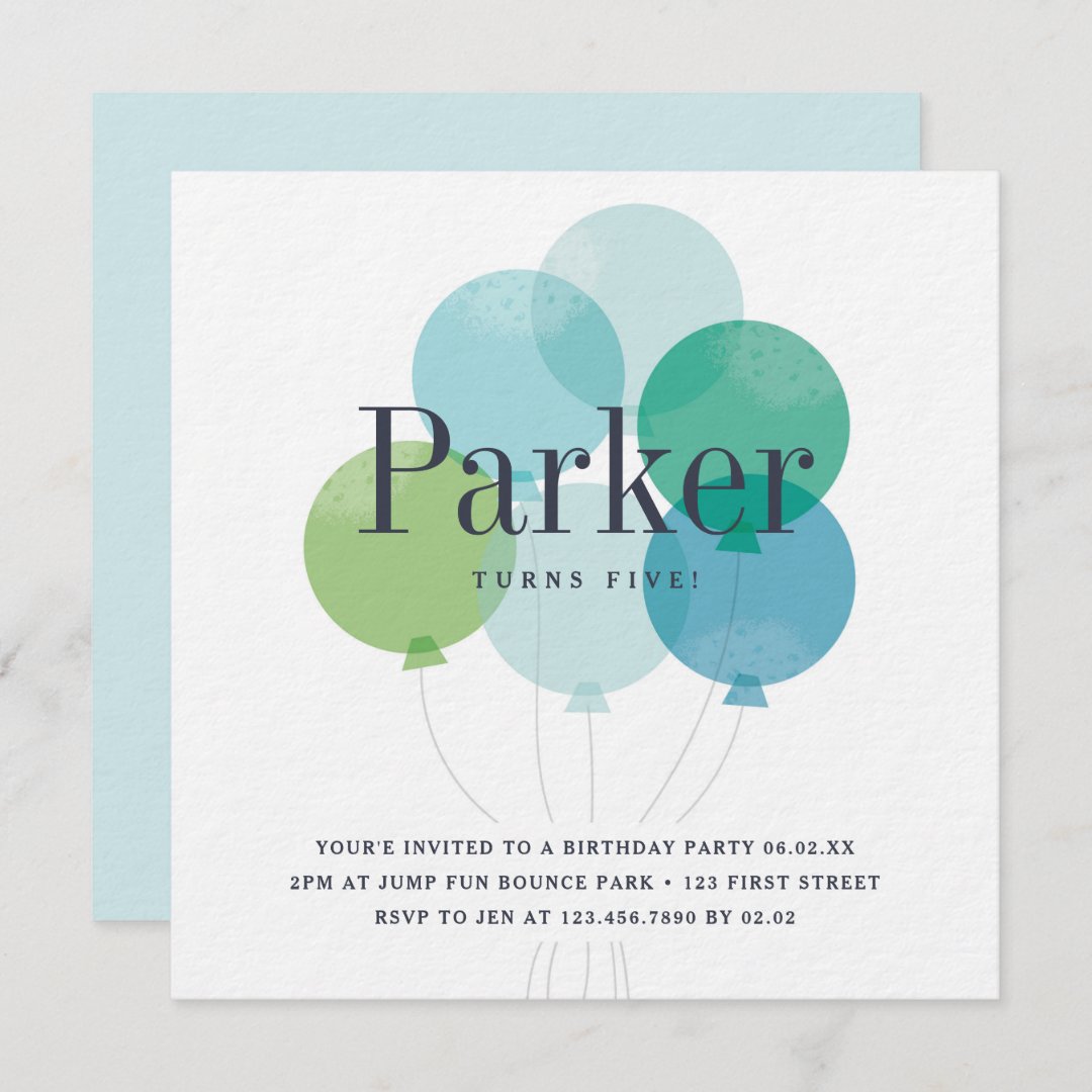 Modern ballon bunch birthday party invitation | Zazzle