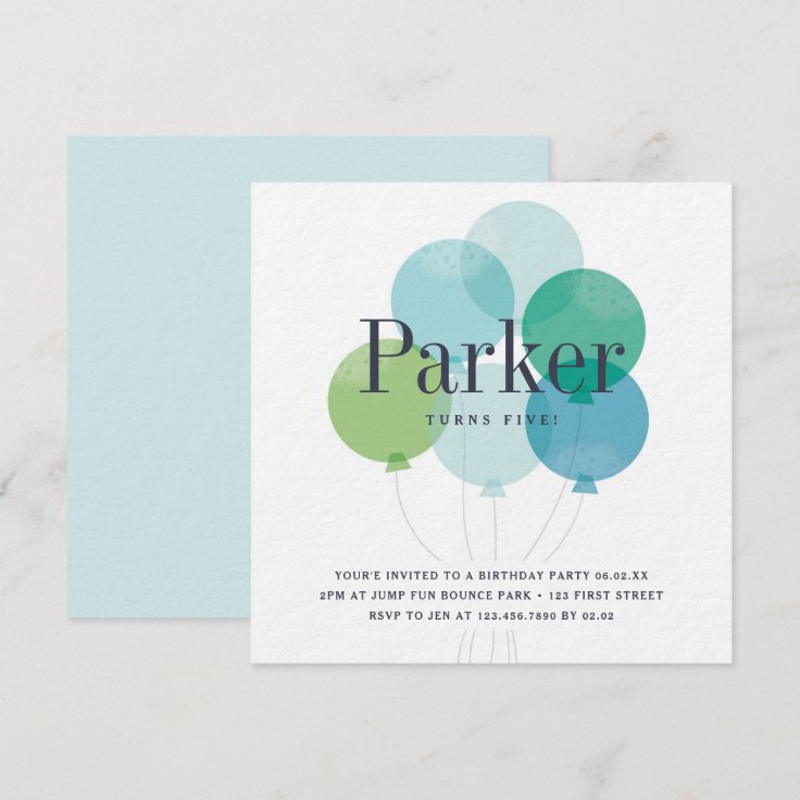 Modern ballon bunch birthday party invitation | Zazzle