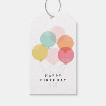 Modern Balloon Bunch Happy Birthday Gift Tags | Zazzle