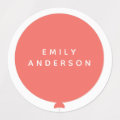 Modern Balloon | Name Nursery School Girl Pink ID Labels | Zazzle