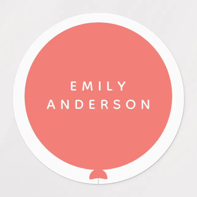 Modern Balloon | Name Nursery School Girl Pink ID Labels | Zazzle