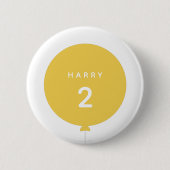 Modern Balloon | Yellow Birthday Party Cute Age Button | Zazzle