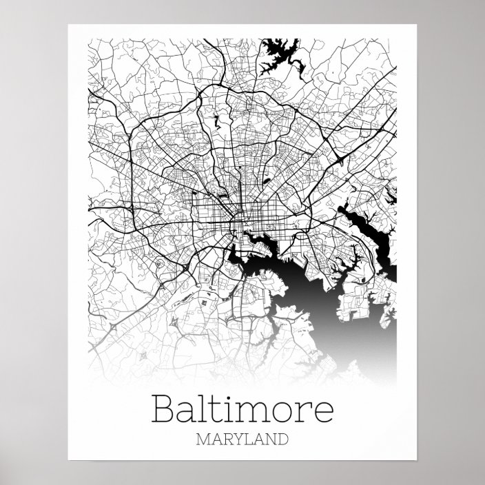 Modern Baltimore City Map Poster | Zazzle.com