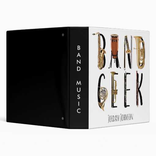 Modern Band Geek Musical Instrument Add Name 3 Ring Binder | Zazzle