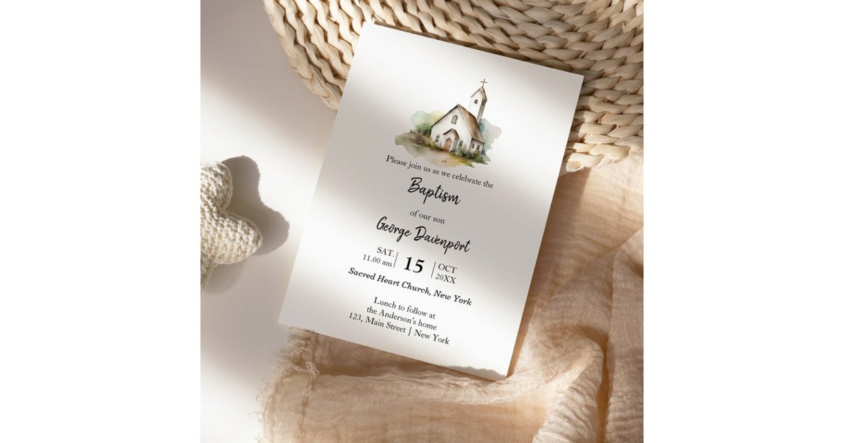 Modern Baptism Religious event Invitation | Zazzle